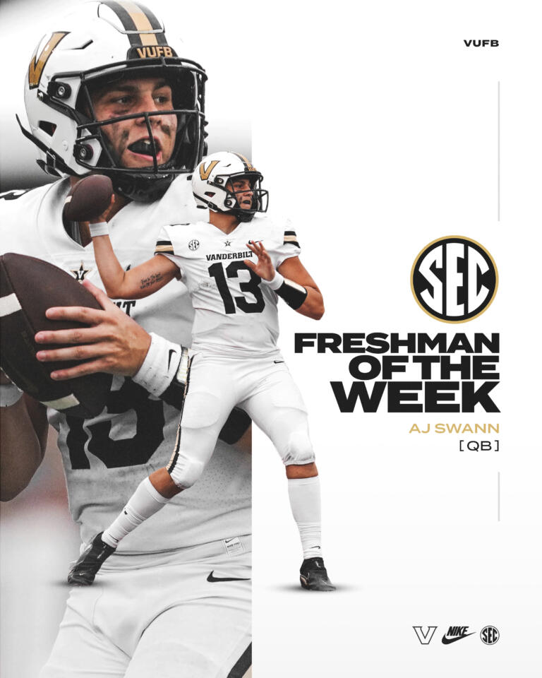 Swann Tabbed SEC Freshman of the Week – Vanderbilt University Athletics ...